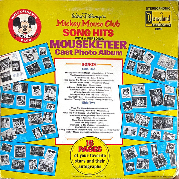 Buy Mickey Mouse Club : Song Hits With A Personal Mouseketeer Cast ...